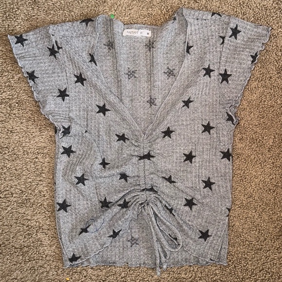 antistar | Tops | Antistar Light Grey Top With Dark Charcoal Grey Stars ...